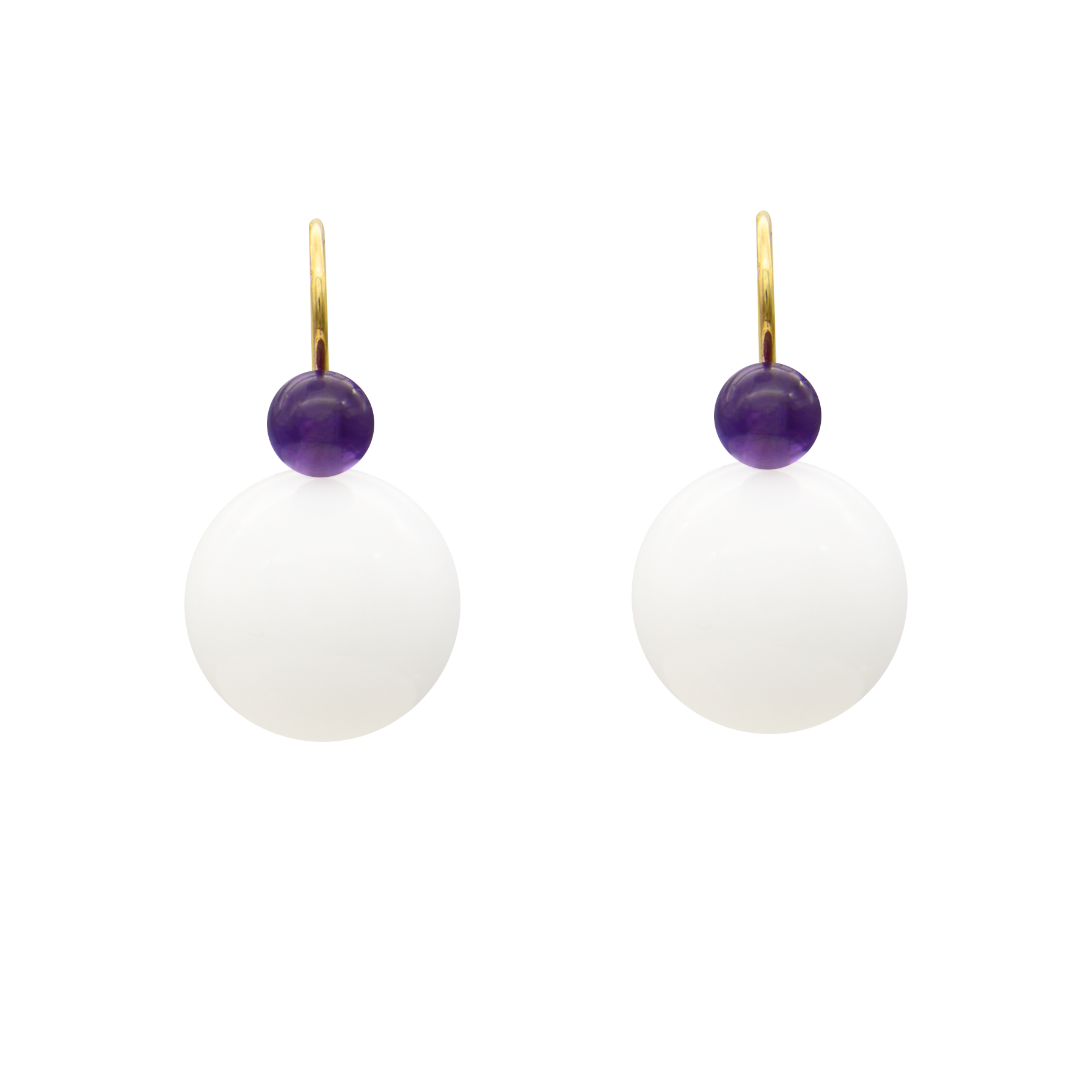 SEA PONNIES BUBBLES EARRINGS 18K YELLOW GOLD, AMETHYSTE & MOTHER OF PE ...